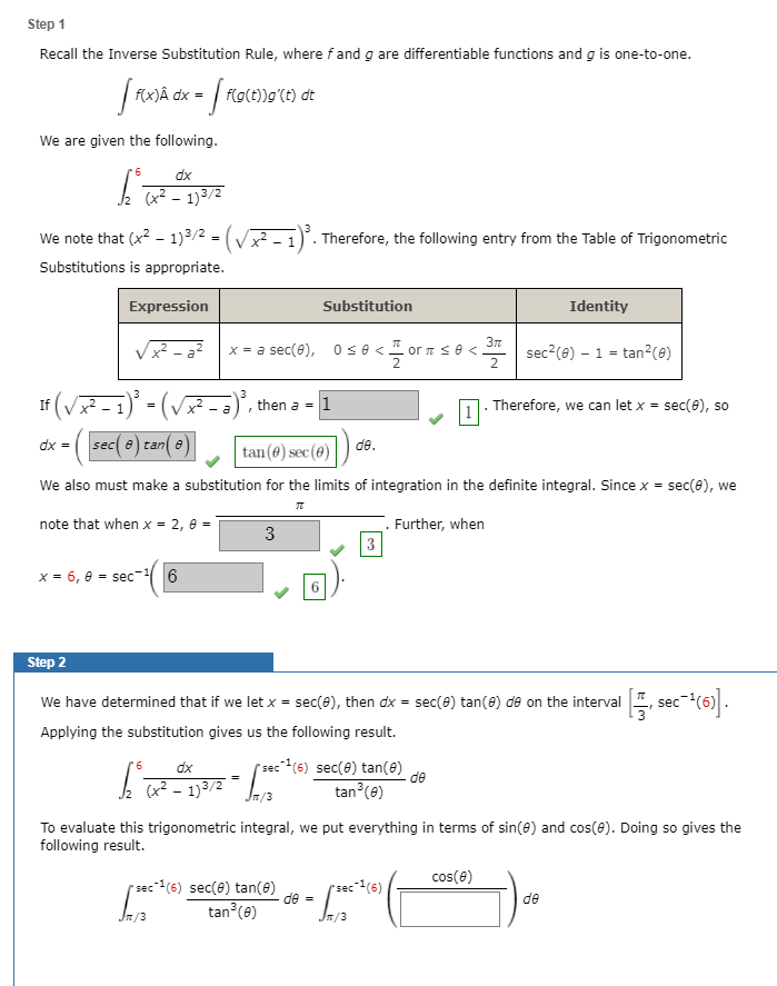 Solved Step 1 Recall the Inverse Substitution Rule, where f | Chegg.com
