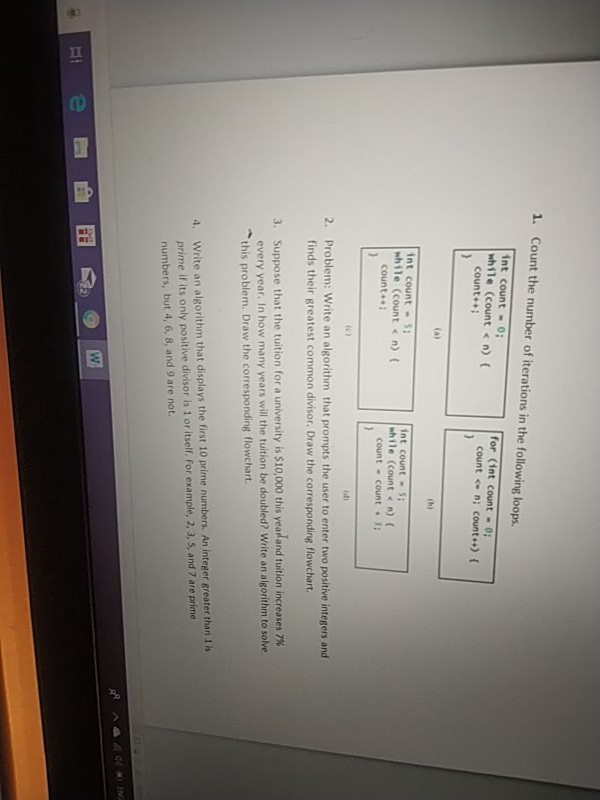 Solved 1 Count The Number Of Iterations In The Following 