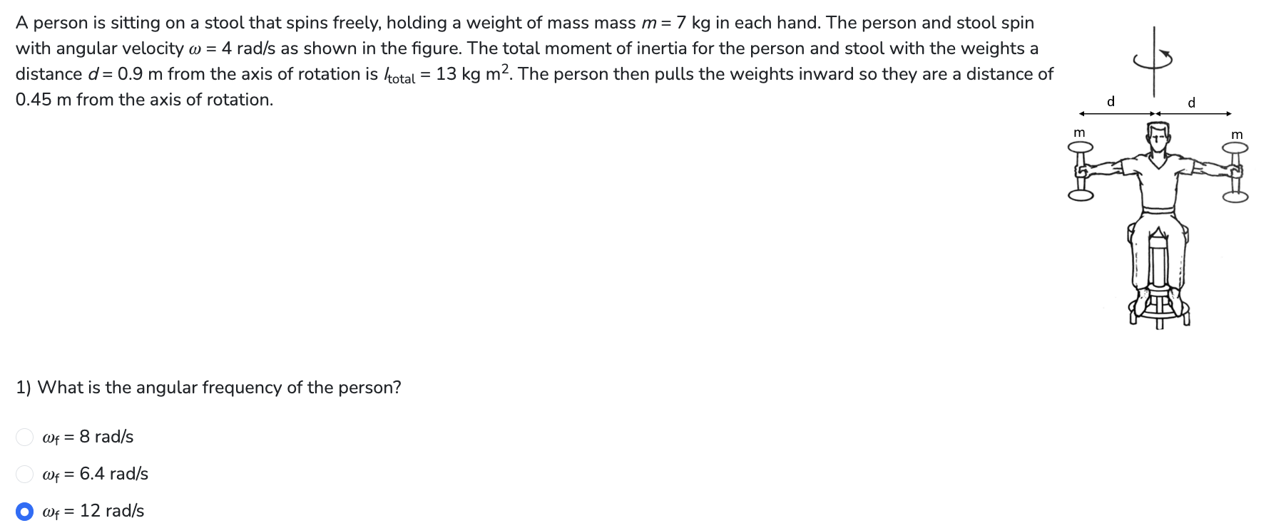 Solved A person is sitting on a stool that spins freely, | Chegg.com