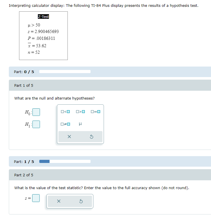 Solved Interpreting calculator display: The following TI−84 | Chegg.com
