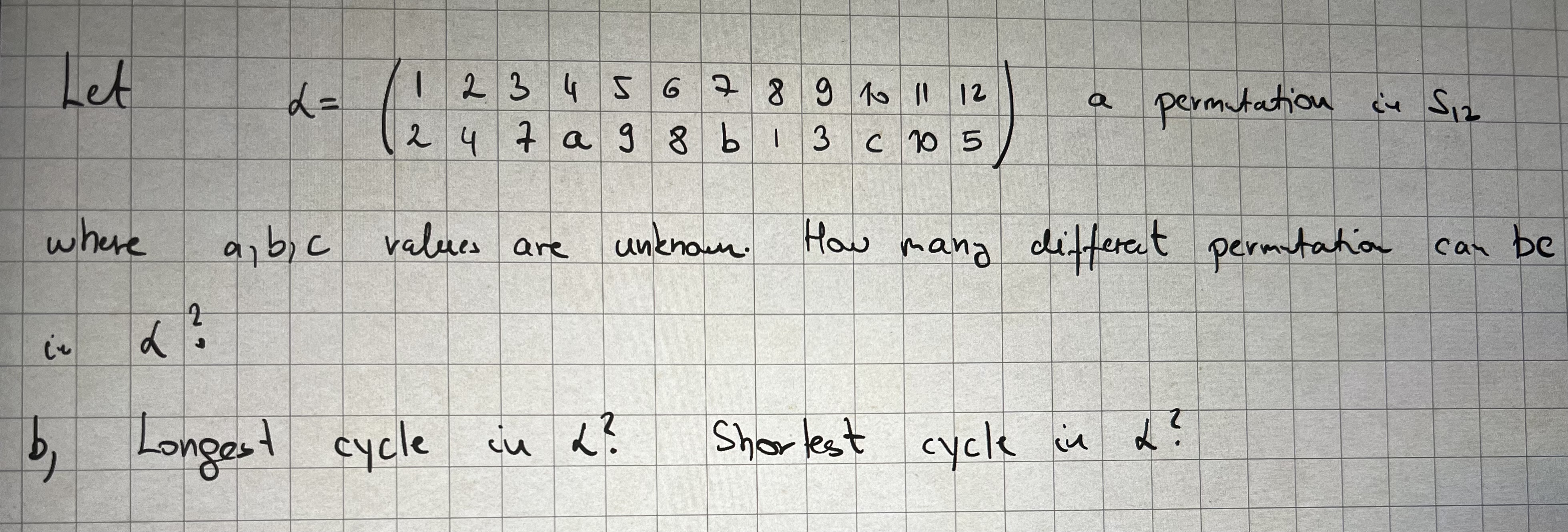 Solved Let α=(1224374a59687b819310c1110125) a permutation in | Chegg.com