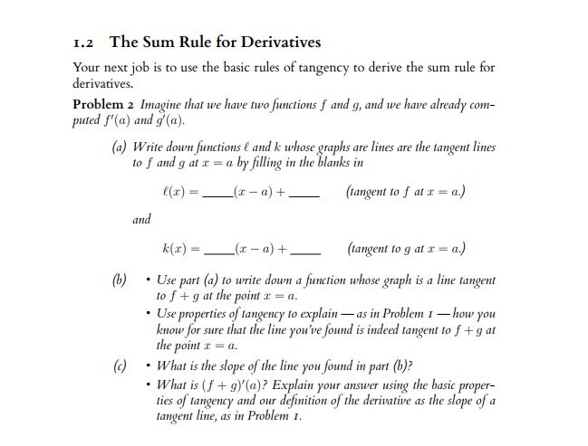 Solved 1.2 The Sum Rule for Derivatives Your next job is to | Chegg.com