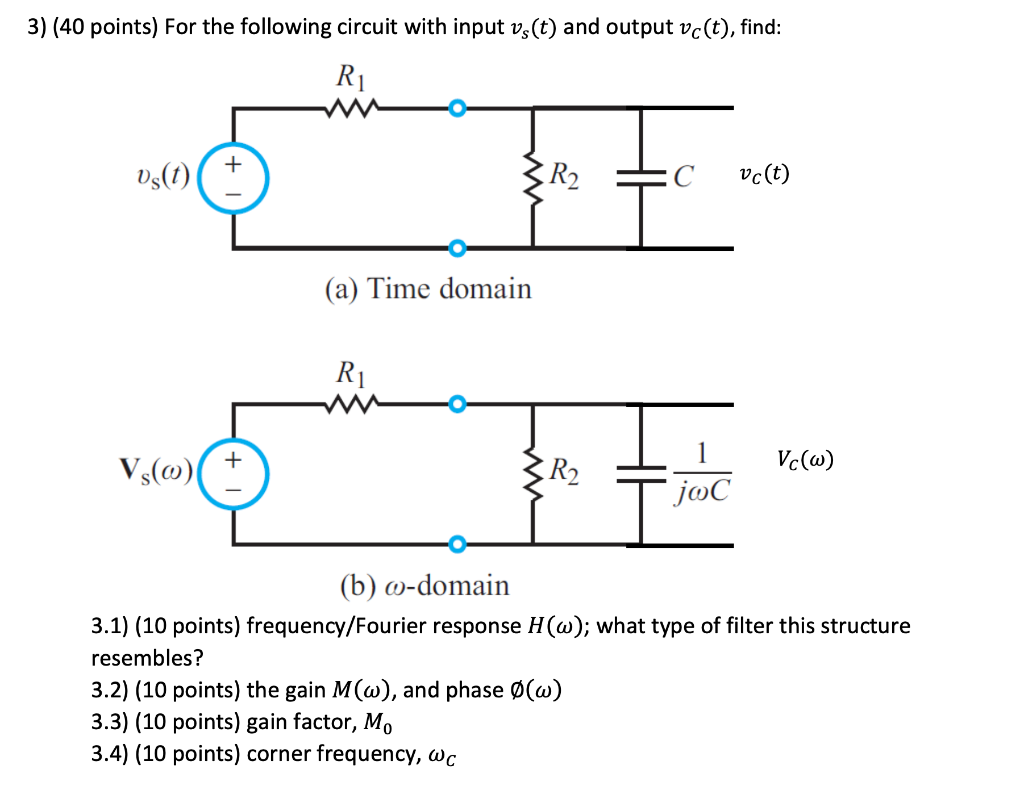 Solved 3) (40 points) For the following circuit with input | Chegg.com