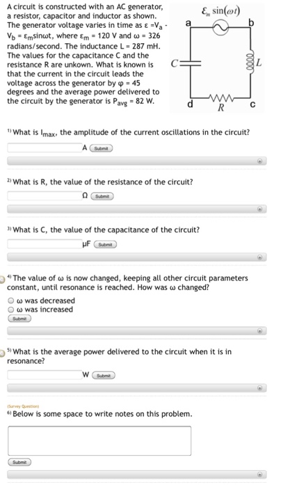 Solved A circuit is constructed with an AC generator, a | Chegg.com