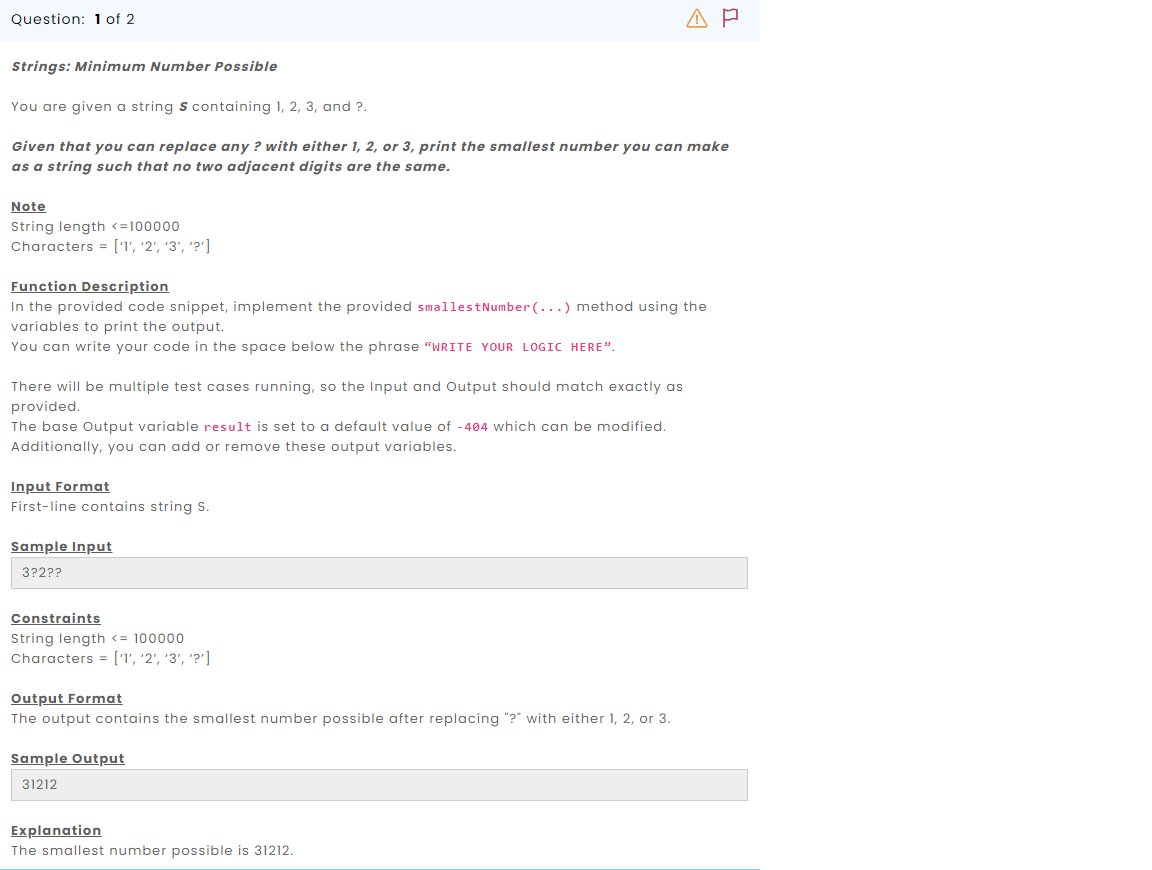 Solved Question: 1 of 2 P Strings: Minimum Number Possible | Chegg.com