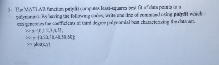 Solved 5- The MATLAB function polyfit computes least-squares | Chegg.com