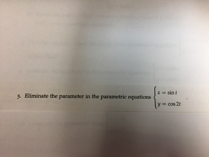 Solved Eliminate the parameter in the parametric equations | Chegg.com