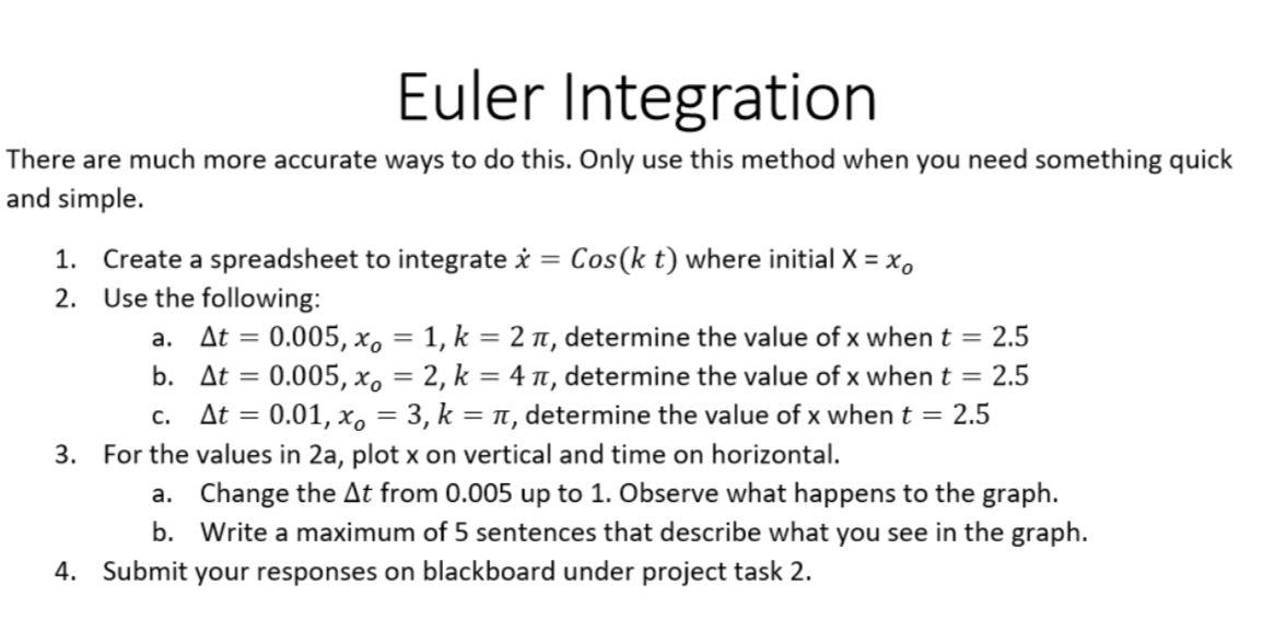 Solved Euler Integration There are much more accurate ways | Chegg.com