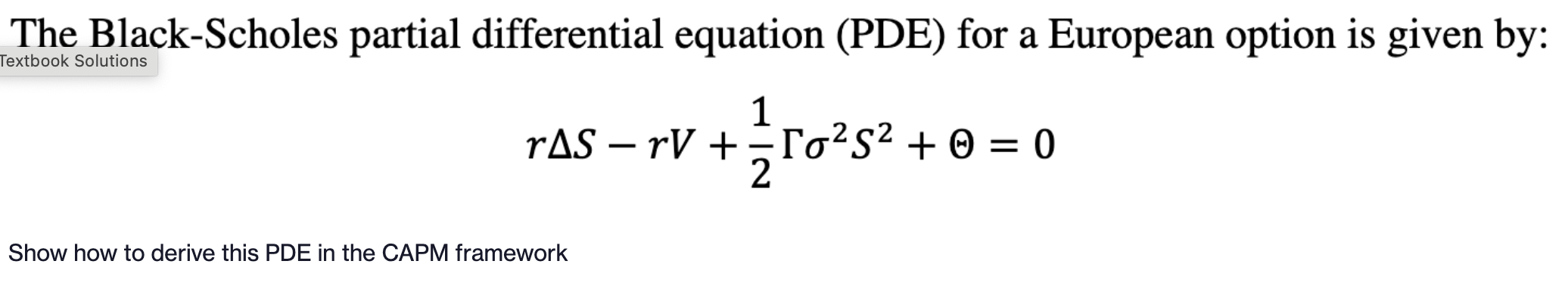 The Black-Scholes partial differential equation (PDE) | Chegg.com