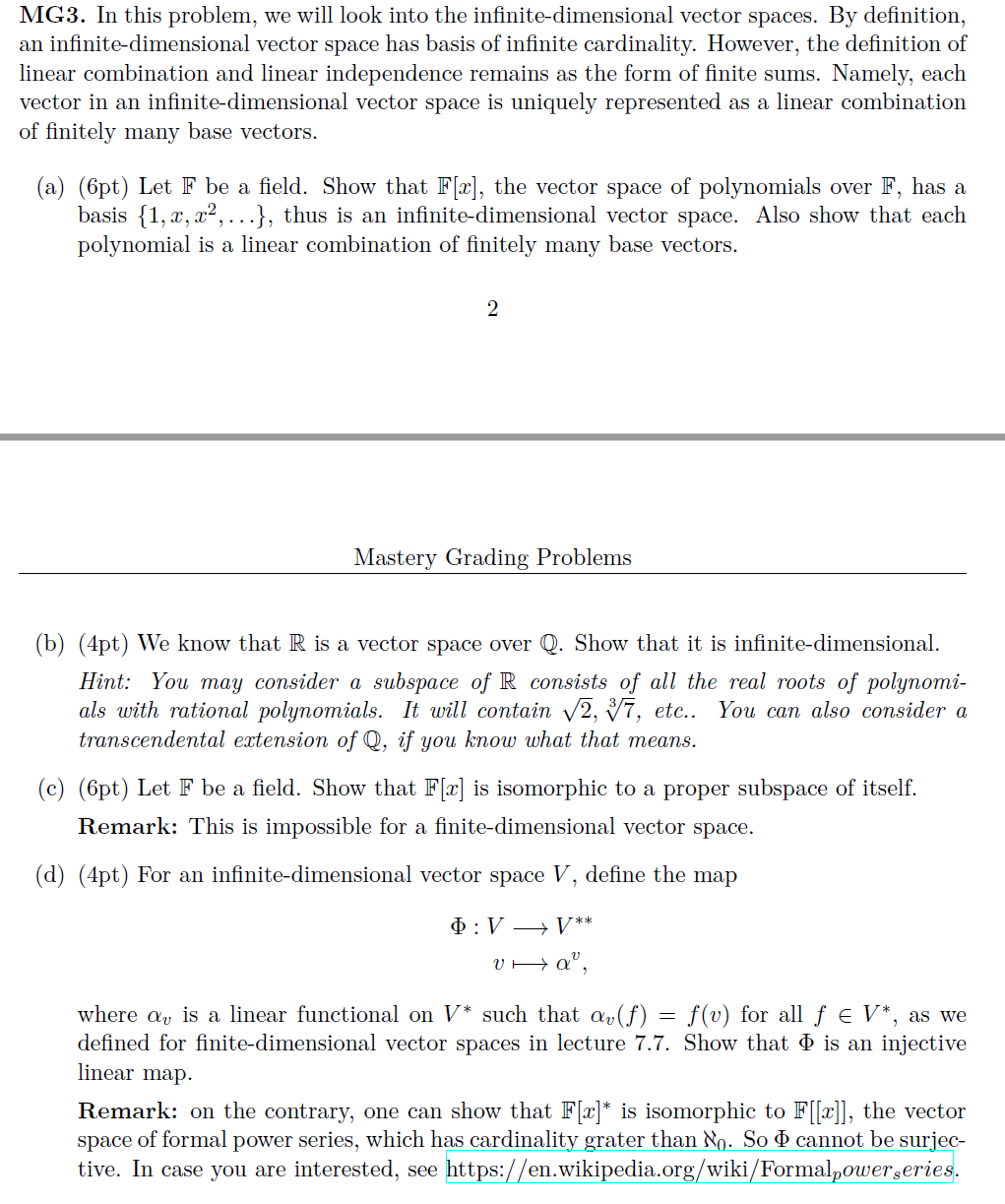 Solved MG3. In this problem, we will look into the | Chegg.com