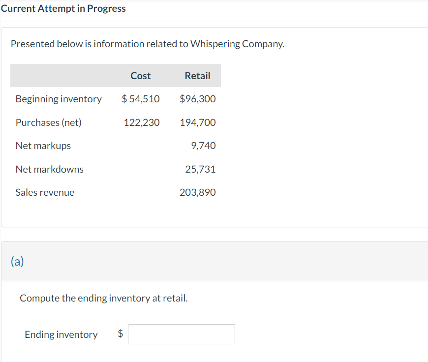Solved Current Attempt in Progress Presented below is | Chegg.com