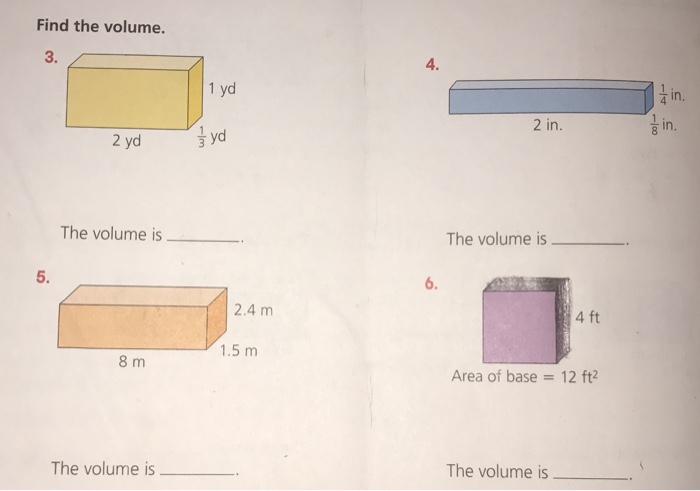 Solved Find the volume. The volume is_______. The volume | Chegg.com