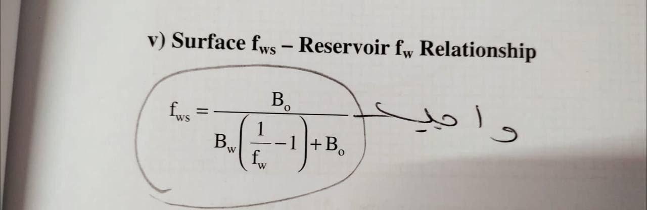 Solved v) Surface fws - Reservoir fw Relationship - - fus B, | Chegg.com