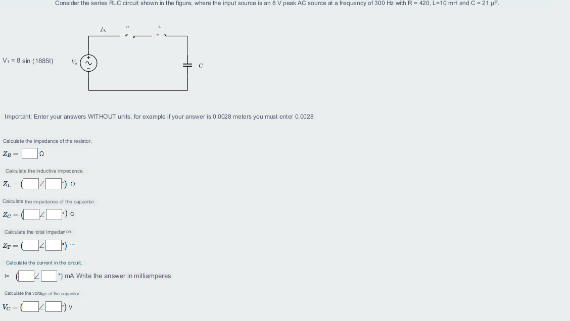 Solved Consider the series RLC circuit shown in the figure, | Chegg.com