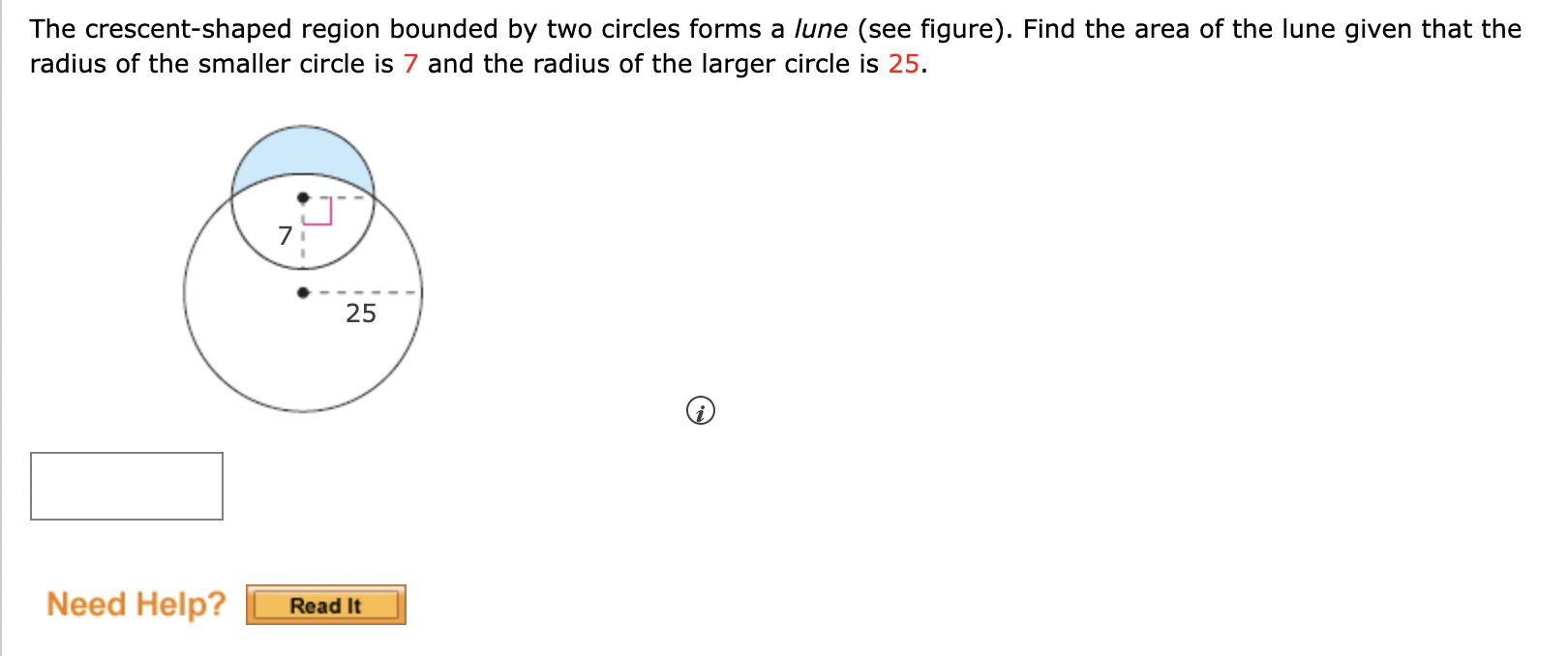 Solved The crescent-shaped region bounded by two circles | Chegg.com