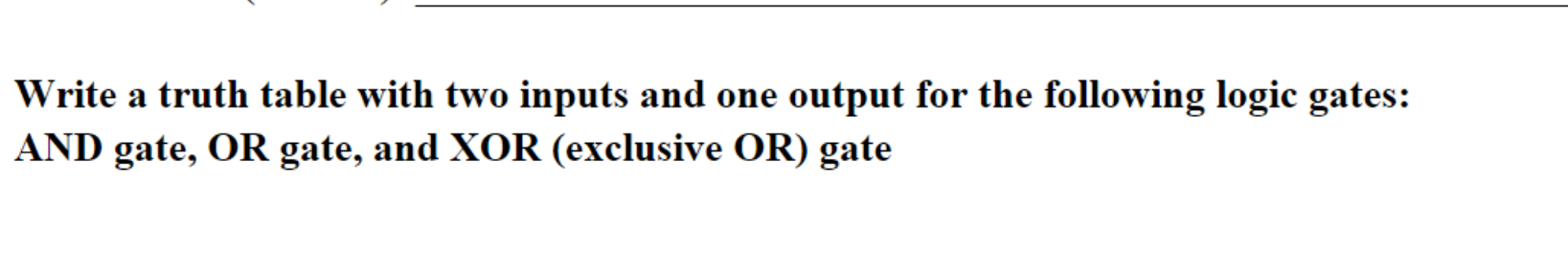Solved Write a truth table with two inputs and one output | Chegg.com