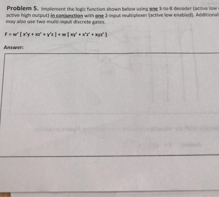 Solved Problem 5 Implement The Logic Function Shown Below