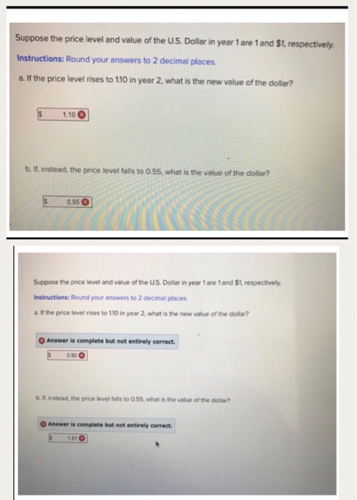 Solved Suppose the price level and value of the U.S. Dollar | Chegg.com