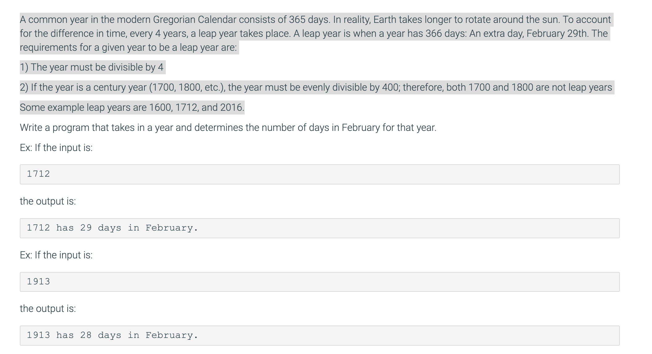 Solved A common year in the modern Gregorian Calendar | Chegg.com