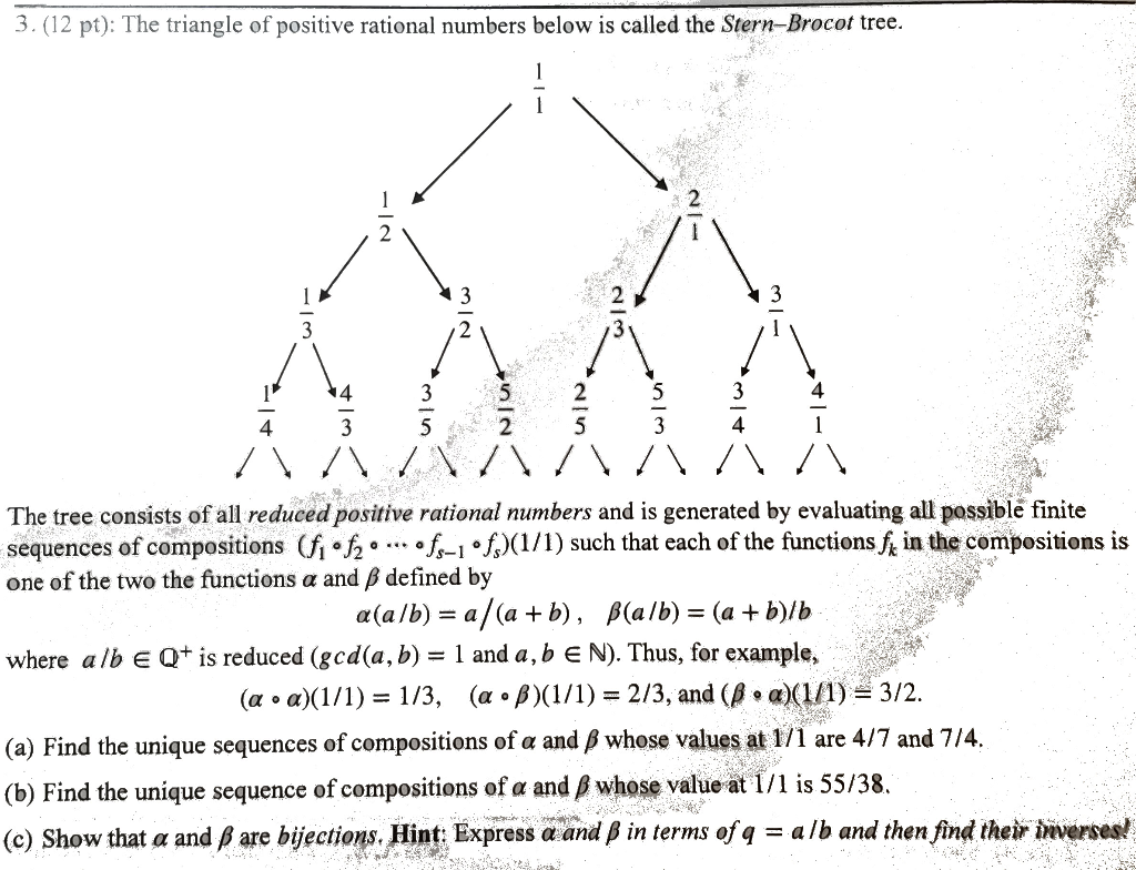 Solved 3. (12 pt): The triangle of positive rational numbers | Chegg.com