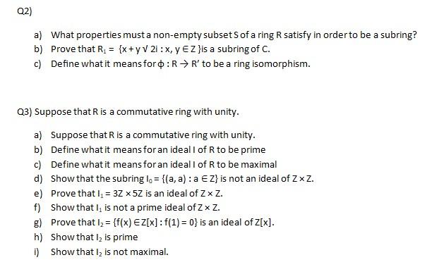 Solved 01) The following are all commutative rings with | Chegg.com