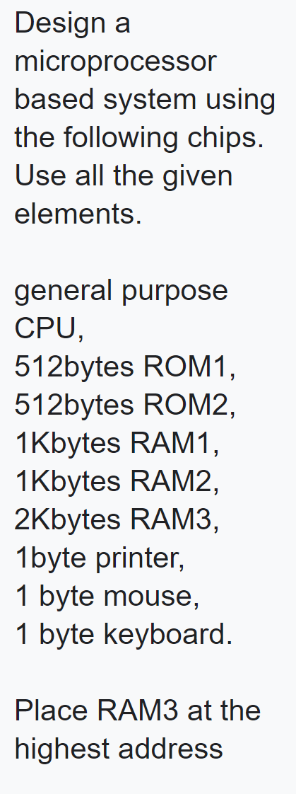 Solved Design a microprocessor based system using the | Chegg.com