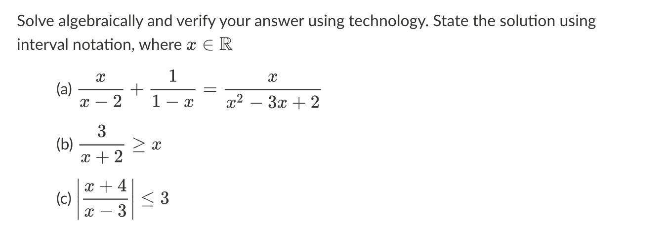 Solved Solve algebraically and verify your answer using | Chegg.com
