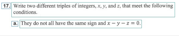 Solved Write two different triples of integers, x,y, and z, | Chegg.com