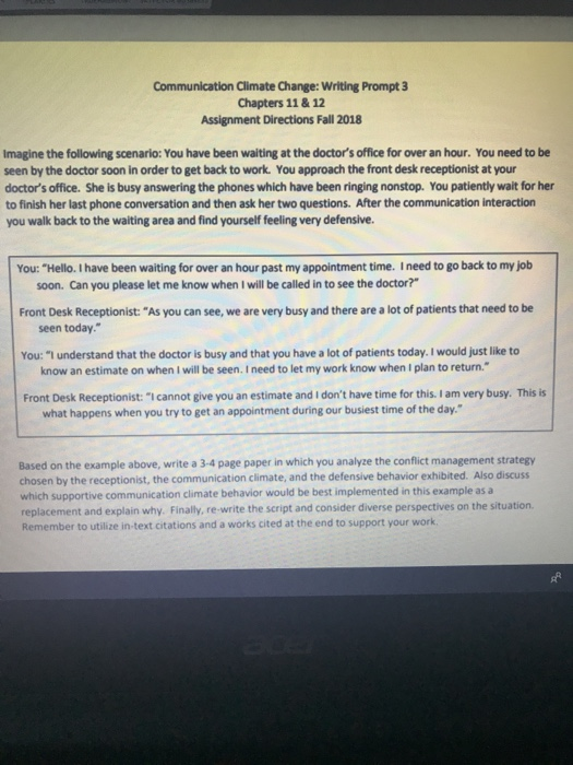 Solved Communication Climate Change: Writing Prompt 3 | Chegg.com