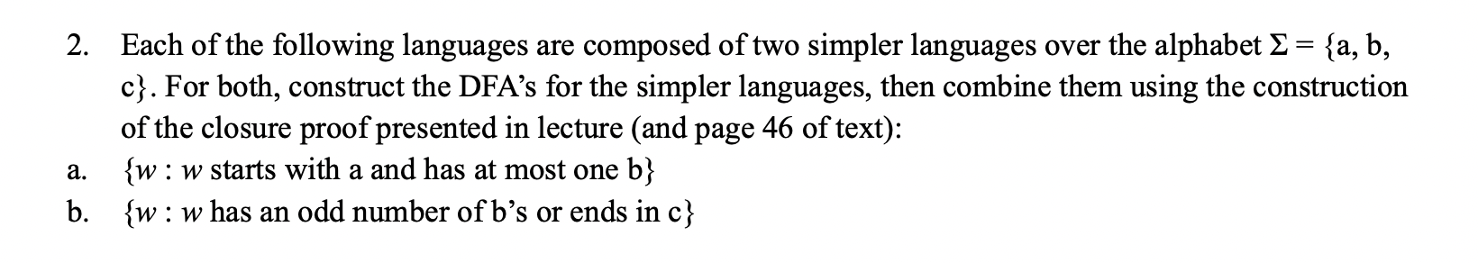 Solved = 2. Each of the following languages are composed of | Chegg.com