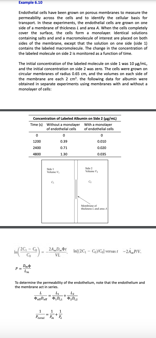 Solved Example 6.10Endothelial cells have been grown on | Chegg.com