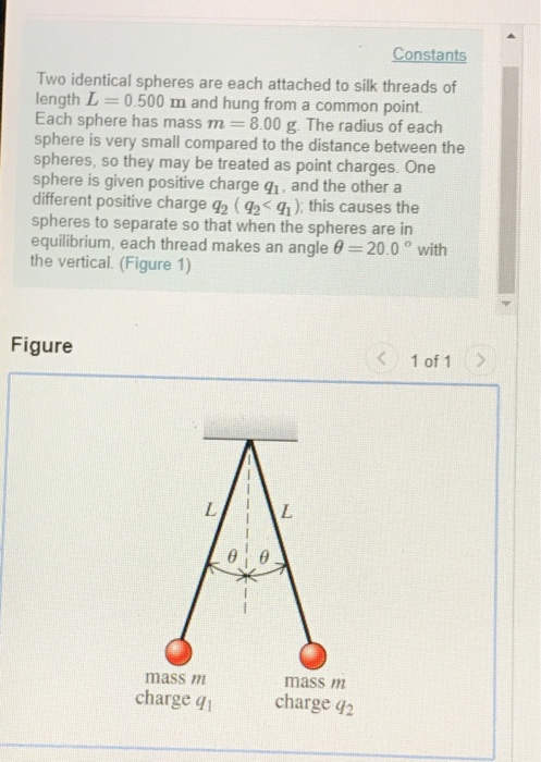 Solved Constants Two identical spheres are each attached to | Chegg.com