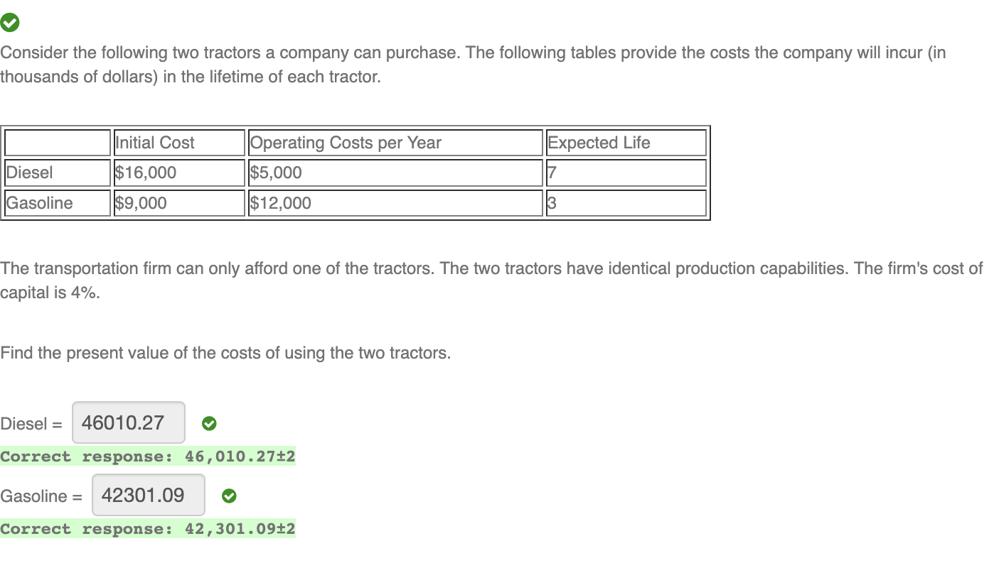 Solved Consider the following two tractors a company can | Chegg.com