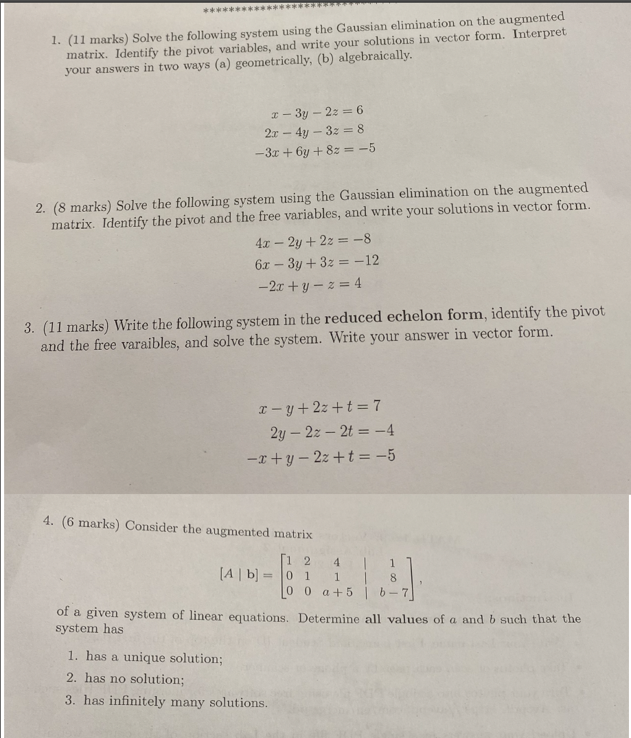 Solved 1. (11 marks) Solve the following system using the | Chegg.com