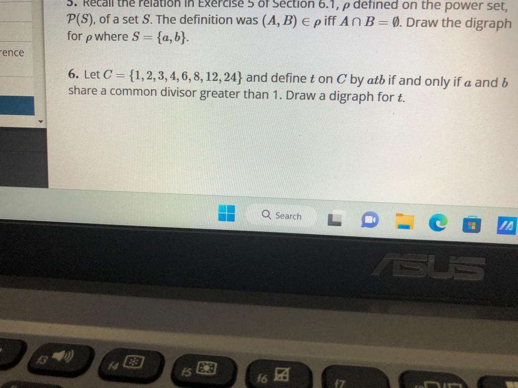 Solved P(S), of a set S. The definition was (A,B)∈ρ iff | Chegg.com