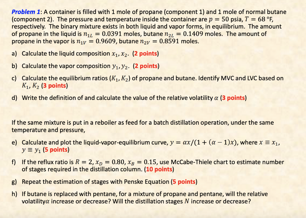 Solved Problem 1: A container is filled with 1 mole of | Chegg.com