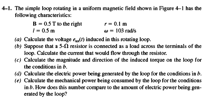 Solved -1. The simple loop rotating in a uniform magnetic | Chegg.com