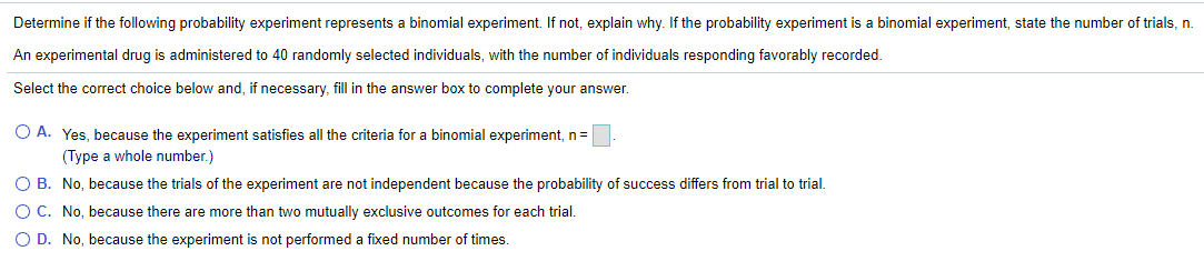 Solved Determine if the following probability experiment | Chegg.com