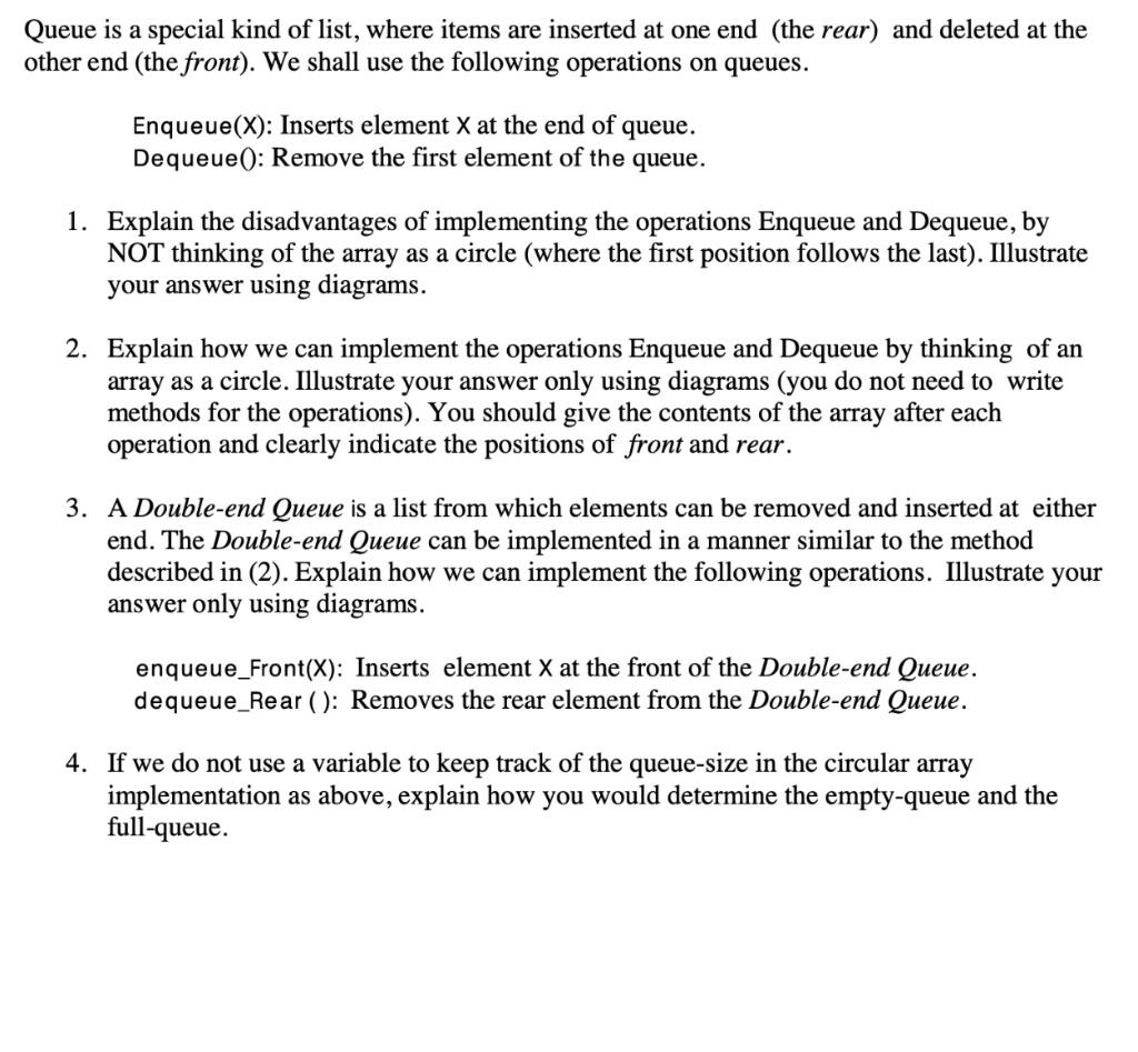 Solved Queue is a special kind of list, where items are | Chegg.com