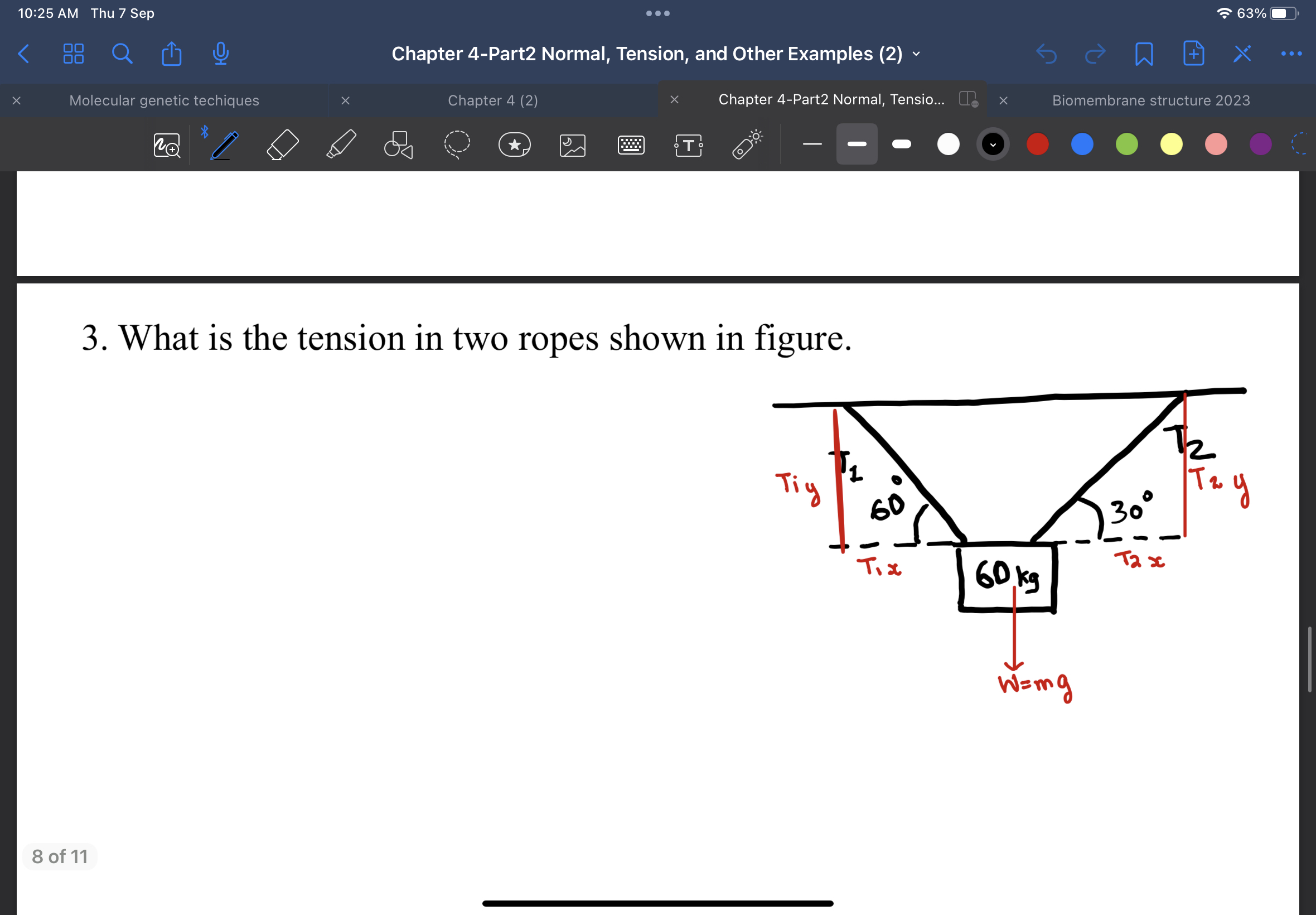 Solved 3. What is the tension in two ropes shown in figure. | Chegg.com