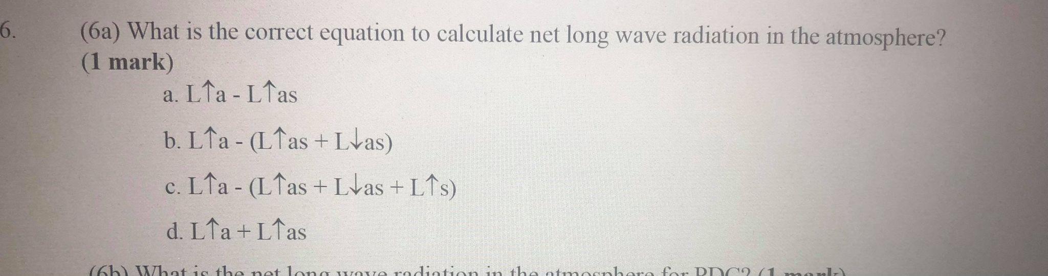 Solved 5. (5a) What is the correct equation to calculate net | Chegg.com