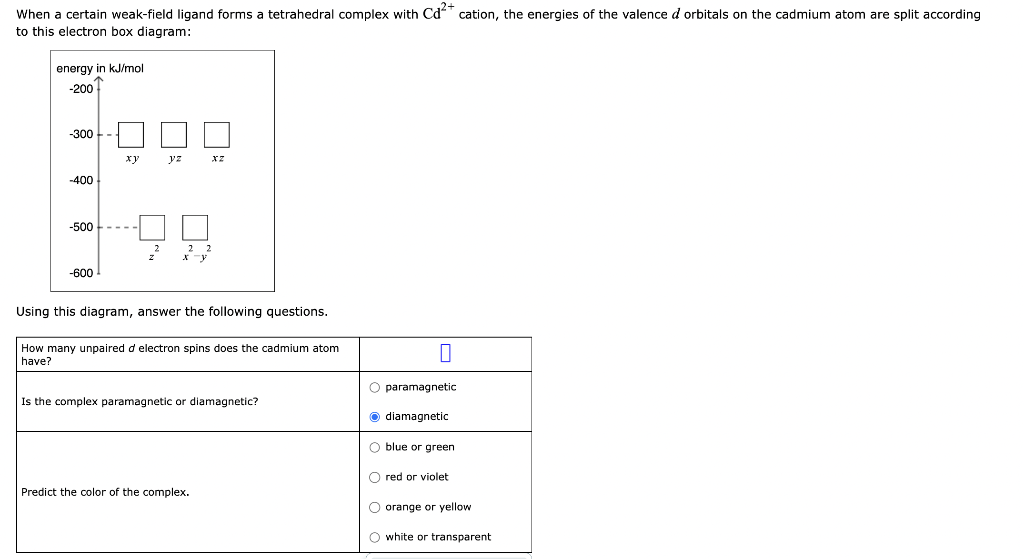 Solved When a certain weak-field ligand forms a tetrahedral | Chegg.com