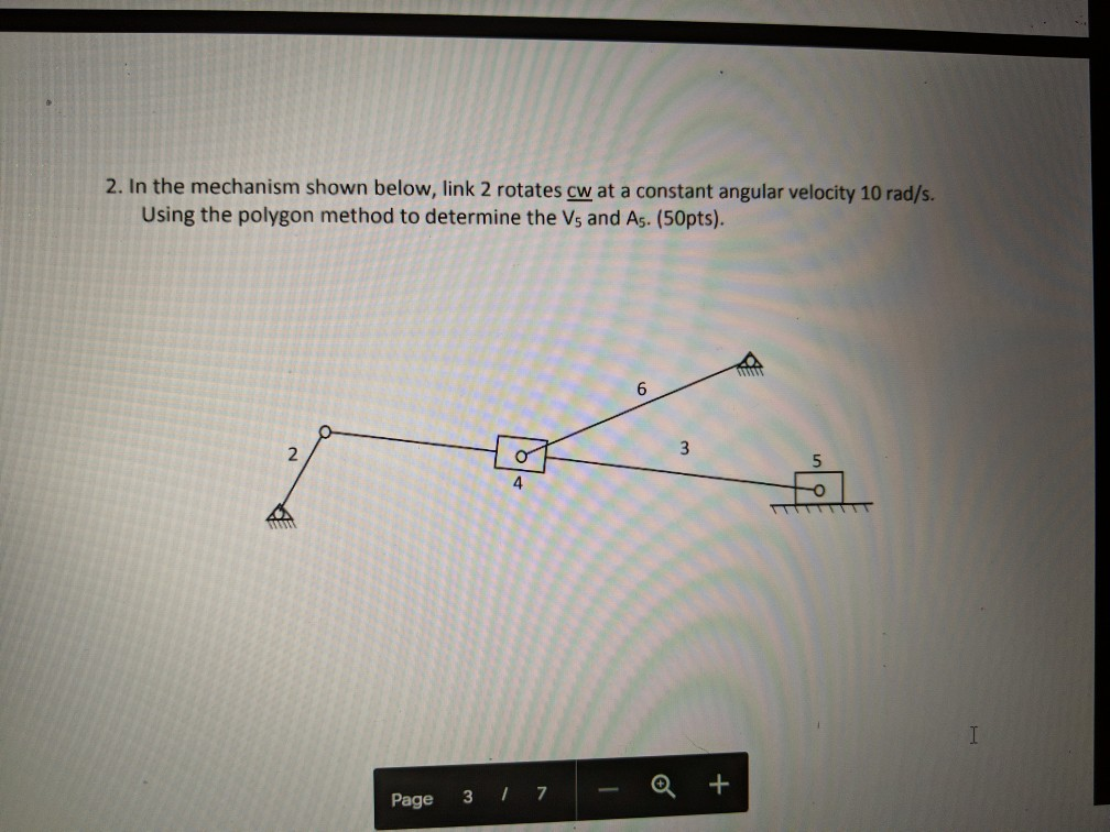 Solved 2. In the mechanism shown below, link 2 rotates cw at | Chegg.com