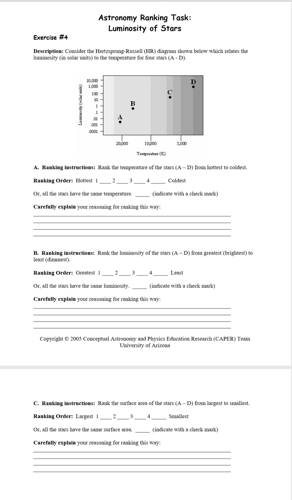 Solved: Astronomy Ranking Task: Luminosity Of Stars Exerci... | Chegg.com