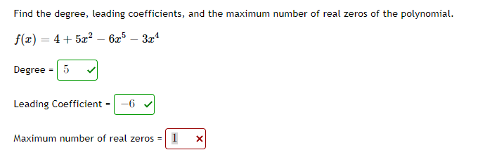 Solved Find The Degree Leading Coefficients And The Chegg