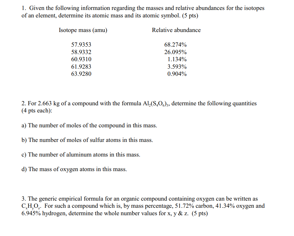 Solved 1. Given the following information regarding the | Chegg.com