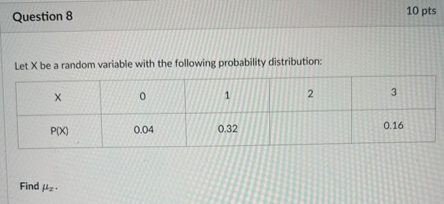 Solved Let X be a random variable with the following | Chegg.com