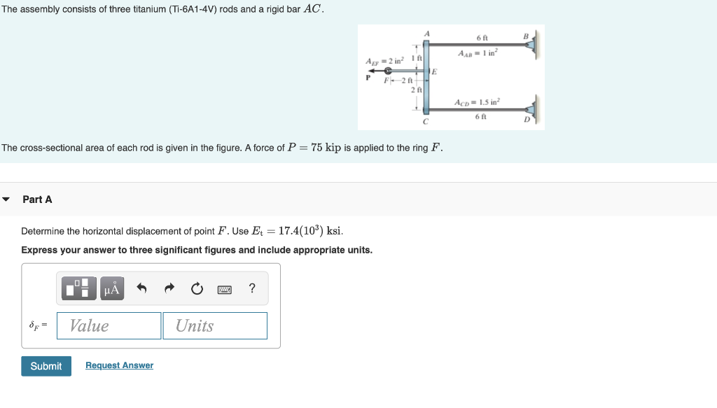 Solved The assembly consists of three titanium (Ti-6A1-4V) | Chegg.com