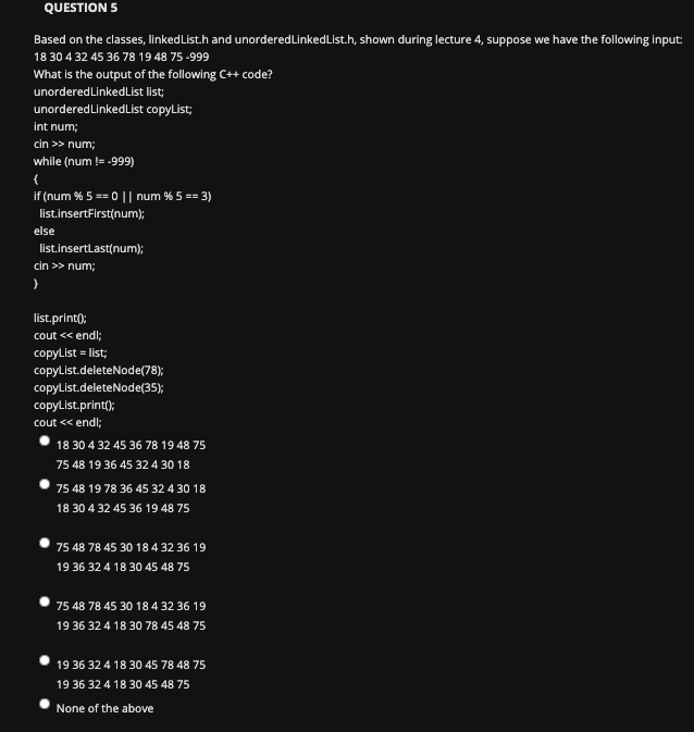 Solved QUESTION 1 Consider the following linked list: List | Chegg.com
