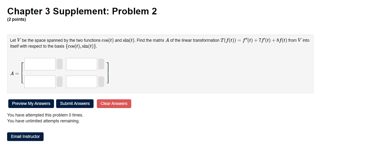 Solved Chapter 3 Supplement: Problem 2 (2 points) Let V be | Chegg.com